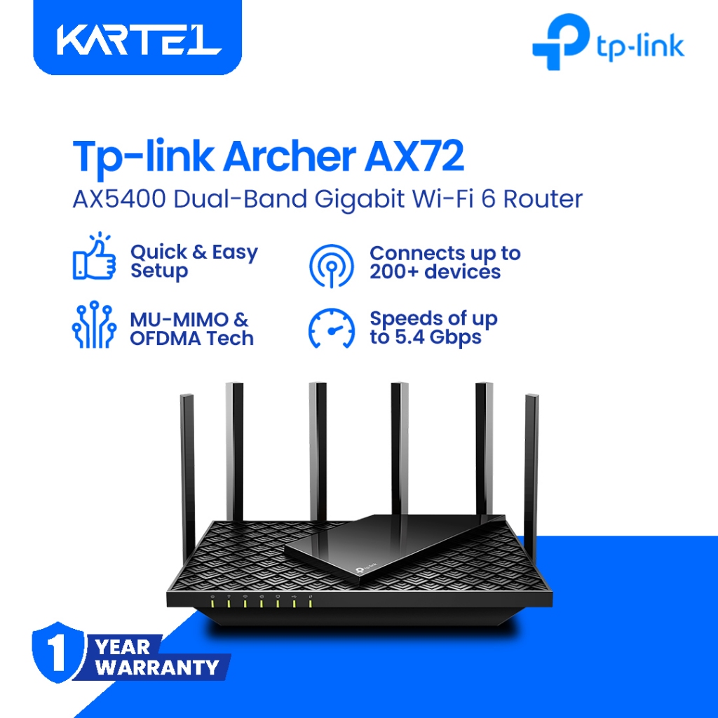 TP-Link Archer AX72 AX5400 Dual Band Gigabit Wi-Fi 6 Router | Wifi 6 ...