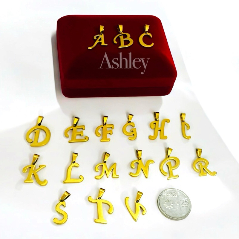 Stainless Letter Pendant Gold Plated A - V available small Letters ...