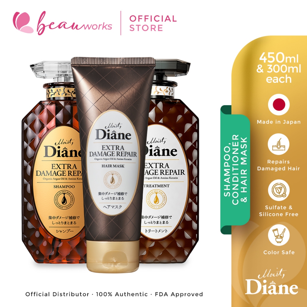 Moist Diane Extra Damage Repair Complete Set (Shampoo,Treatment & Hair ...