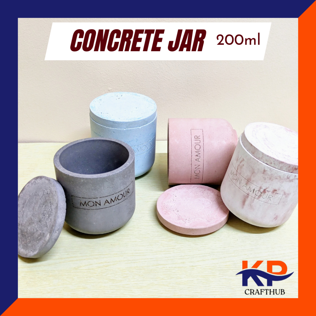 Concrete Jars with Engrave for Candle Making Vessels Garden Pots Vase ...