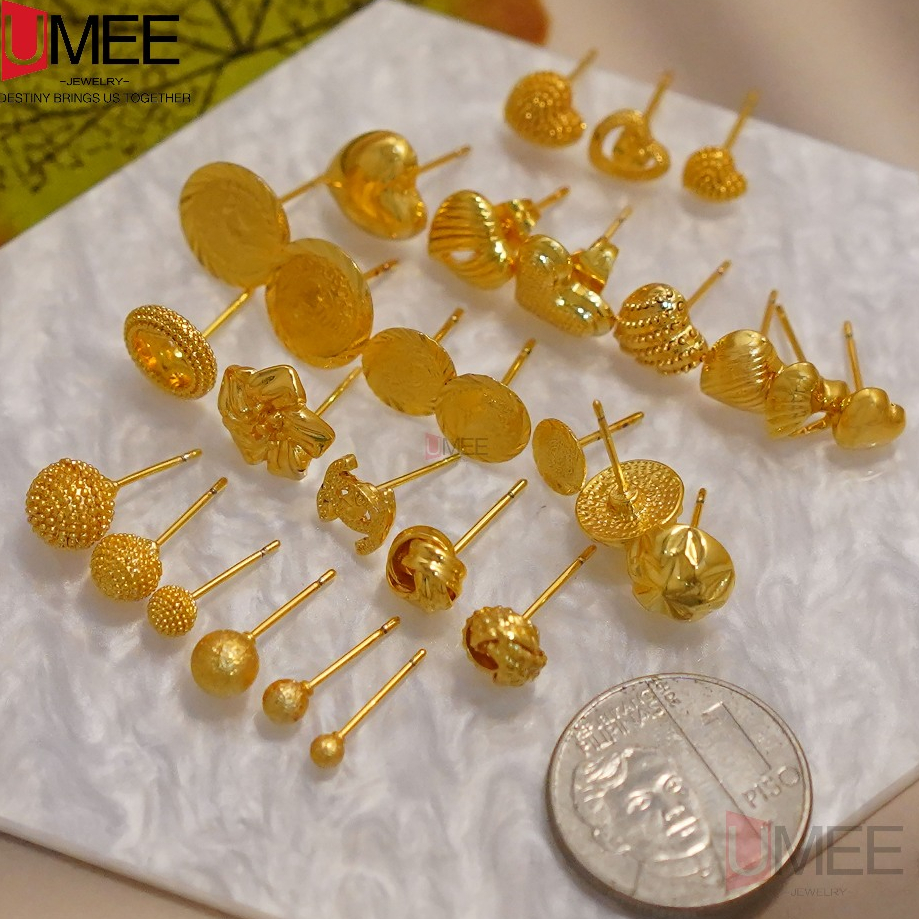 14k Gold Plated Stud Earrings Jewelry Accessories For Women | Shopee ...