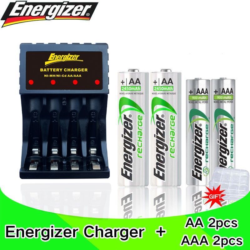 Energizer Charger 4-slot 1.2-1.5V With AA + AAA NiMH Rechargeable ...
