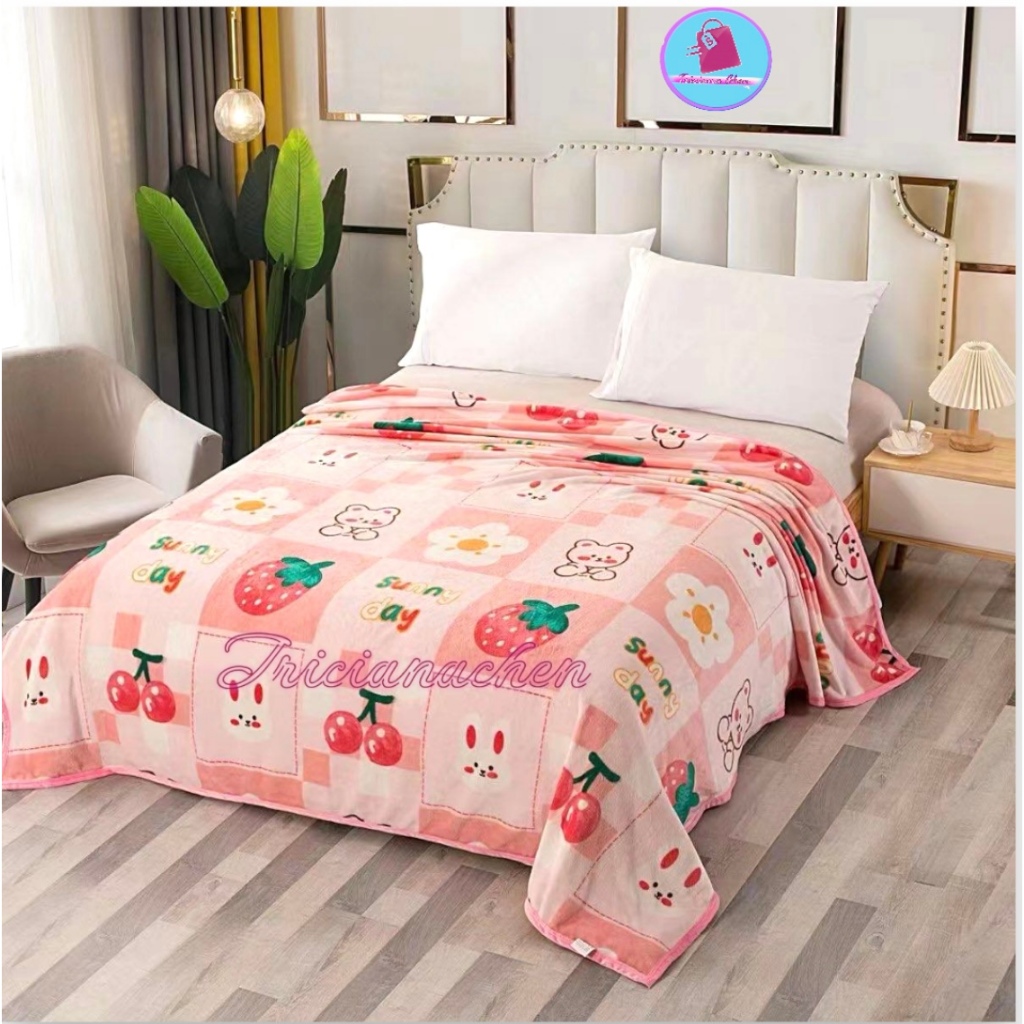 Cute Flannel Soft Microfiber Thick Comfortable Kumot Comforter Blanket ...