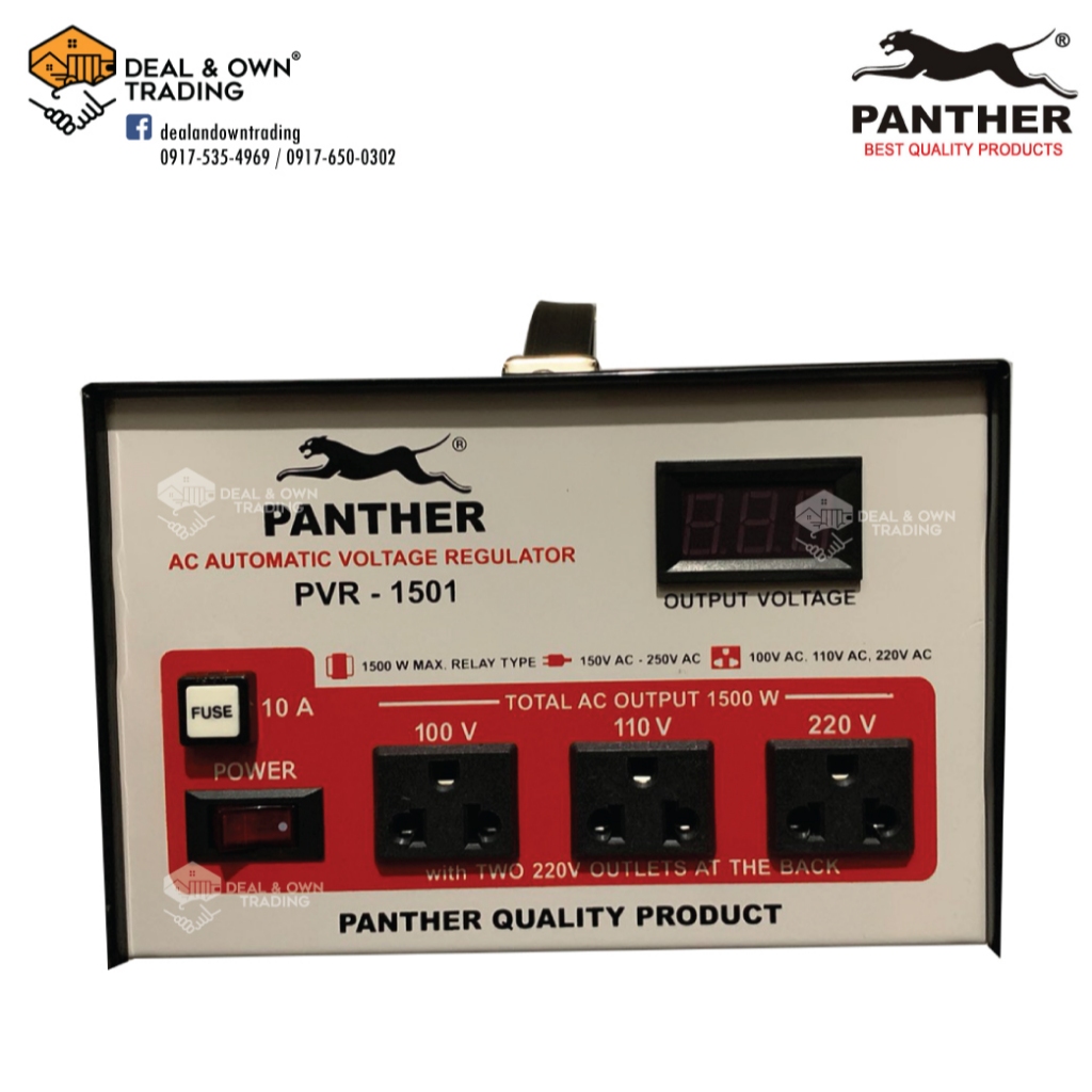 Panther PVR-1501/1500 1500W Relay Type AVR w/ Step Down Transformer ...