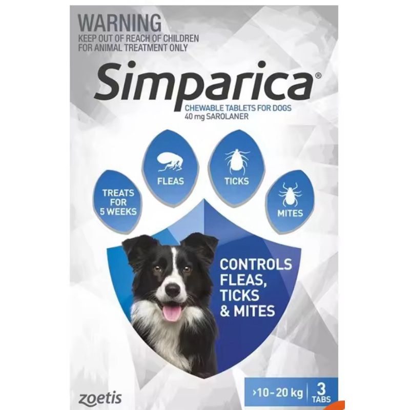 Simparica Chew 10.1-20 kg Flea, Tick & Mite Monthly Chew | Shopee ...