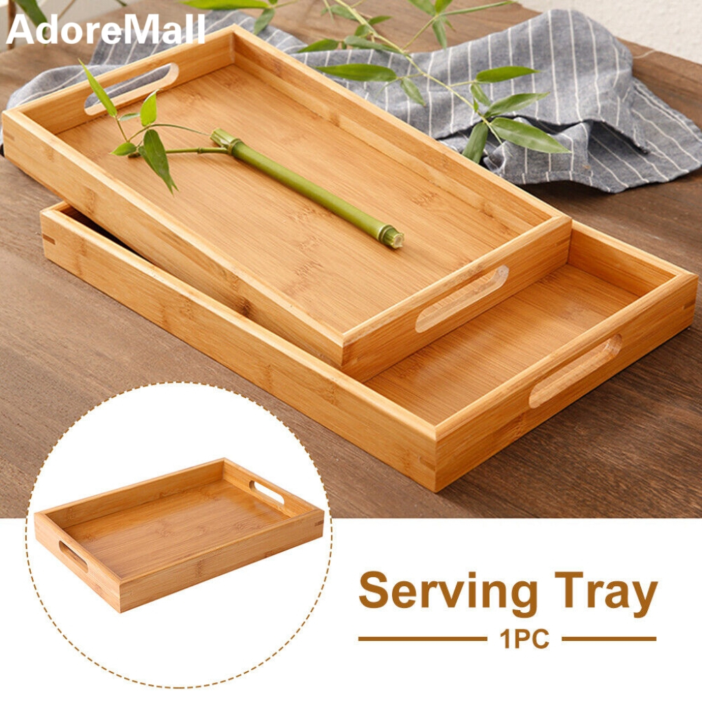 Japanese-style Wooden Snack Tea Bamboo Rectangular Serving Tray With ...
