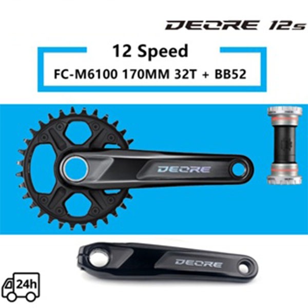 SHIMANO DEORE M6100 Crankset 1x12 Speed 170mm 175mm Crank 32T Chainring MTB With BB52 Bottom ...