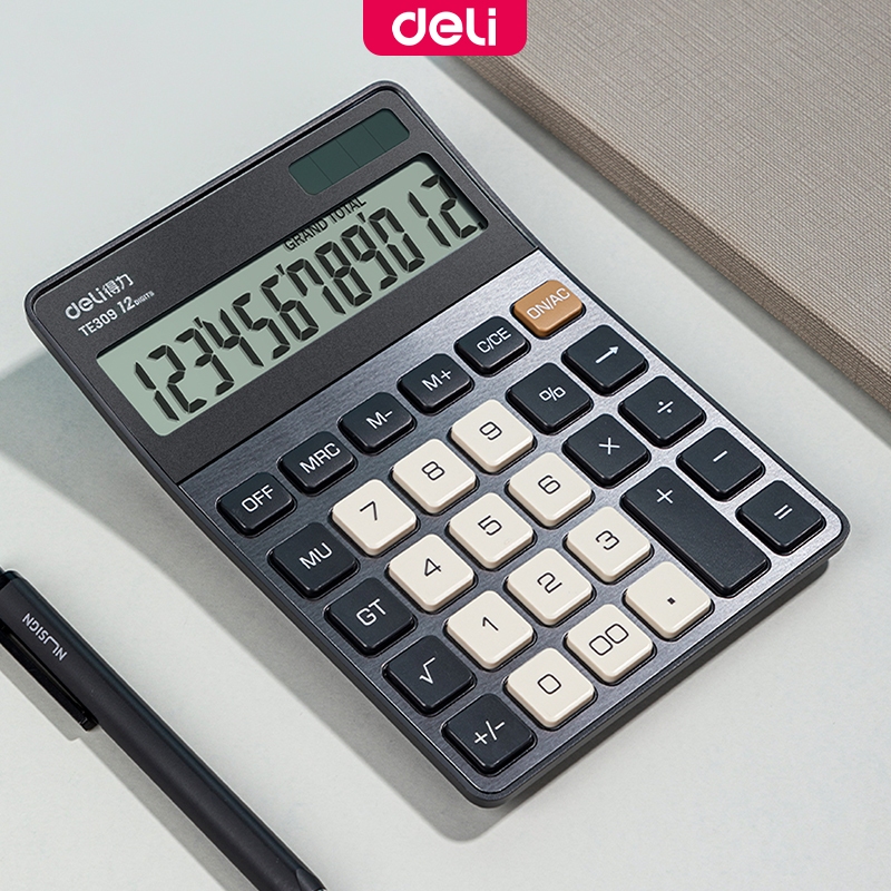 Deli 12 Digits Big Display Electronic Desktop Calculator Financial Office Computer Calculators ...