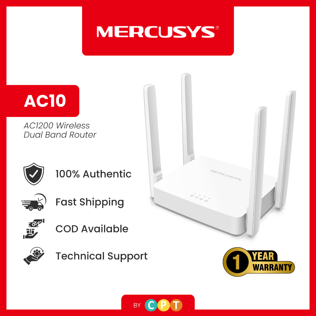 Mercusys | AC10 | AC1200 | 1.2Gbps | MU-MIMO | Dual Band | Wi-Fi 5 | Wi ...