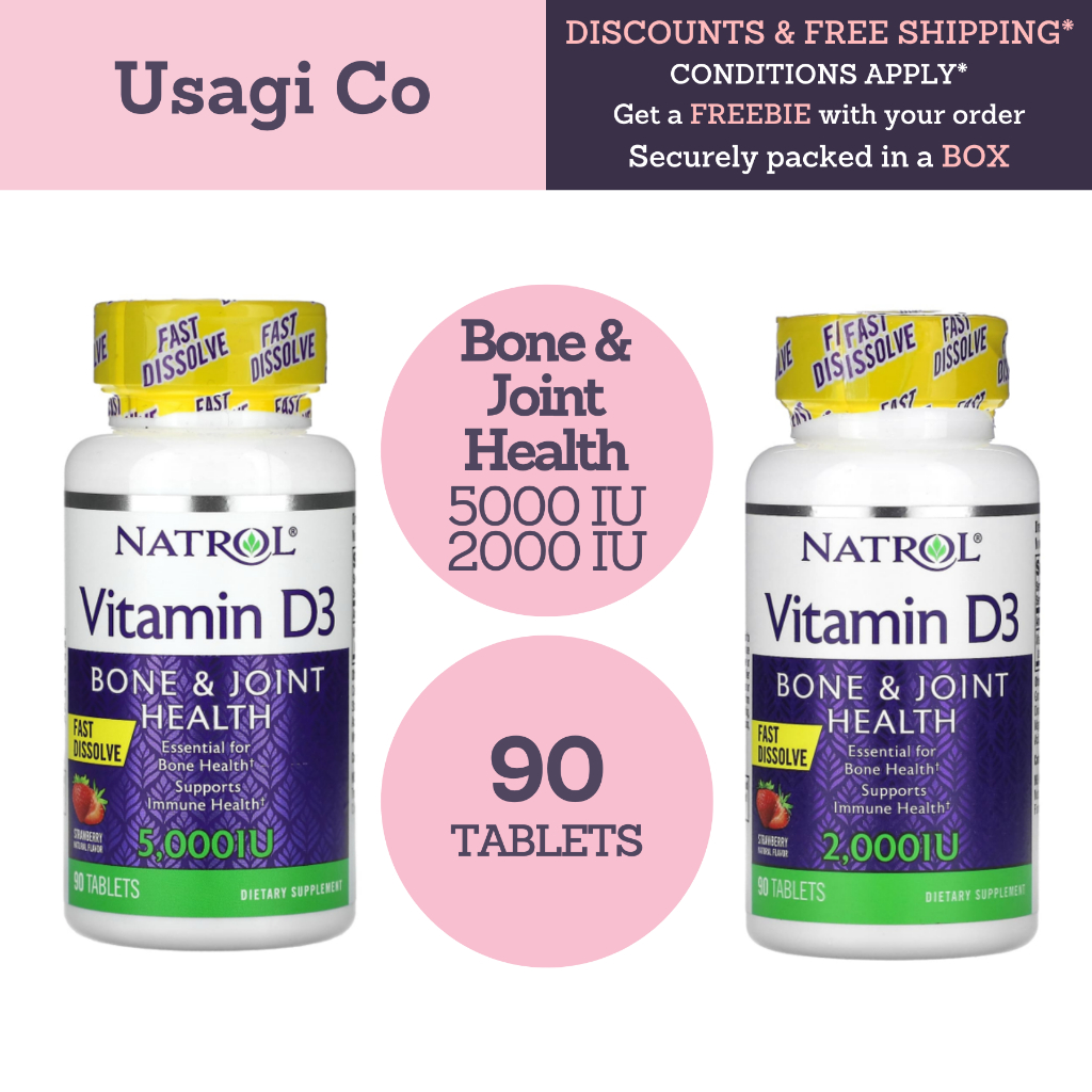 Vitamin D3, Bone & Joint Health, Fast Dissolve, Strawberry, 5000 IU 90 ...