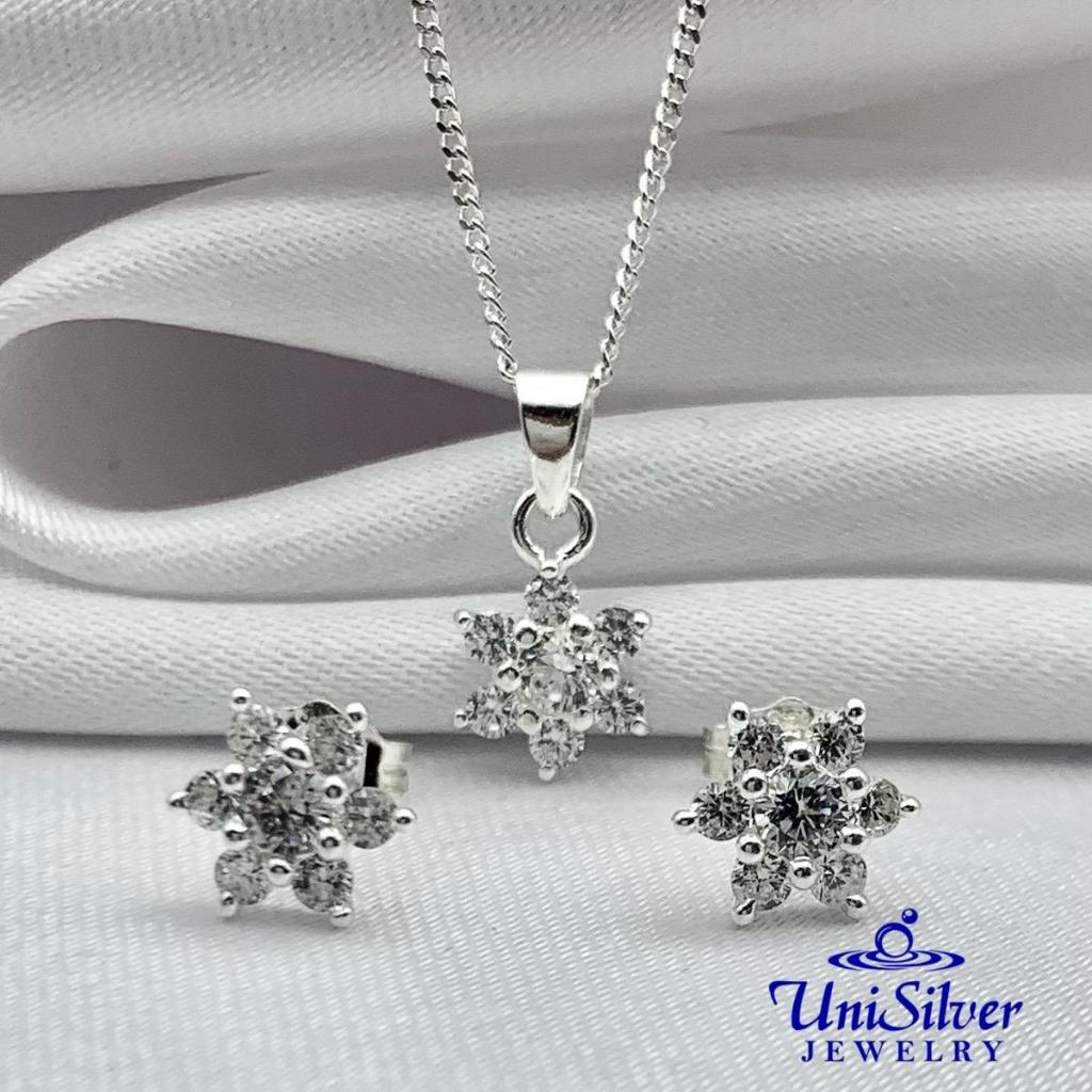 Unisilver 925 Sterling Silver Jewelry Set Of Rositas Pendant & Earrings ...