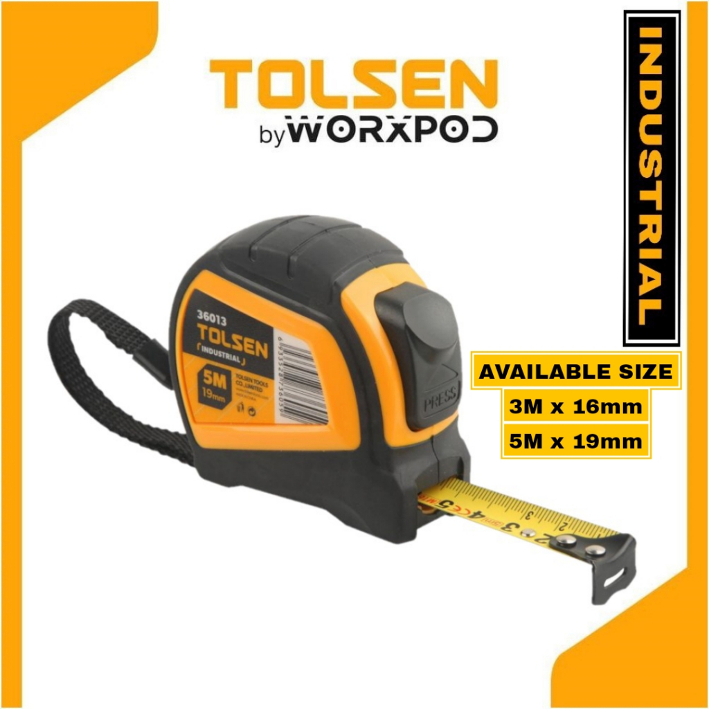 TOLSEN Industrial Measuring Tape Auto Lock (3M l 5M) Impact Resistance ...
