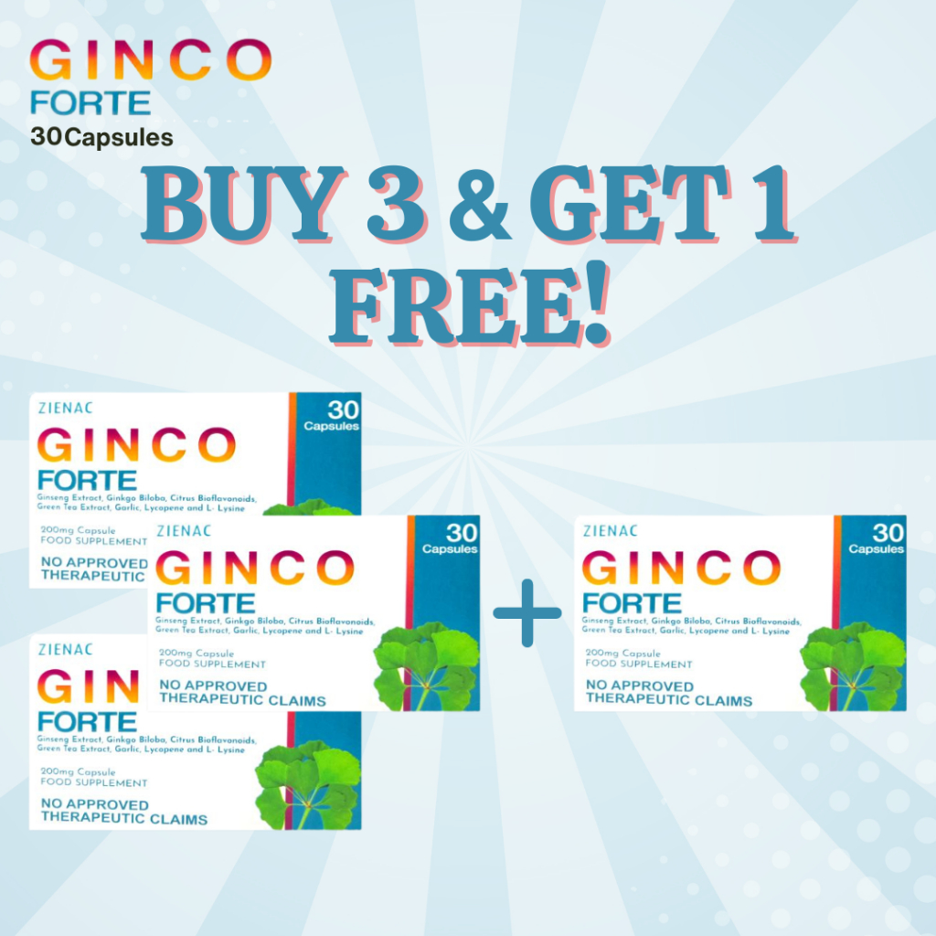 Buy 3 Get 1 Free GINCO FORTE Ginseng & Ginkgo Biloba - Energy Boost ...