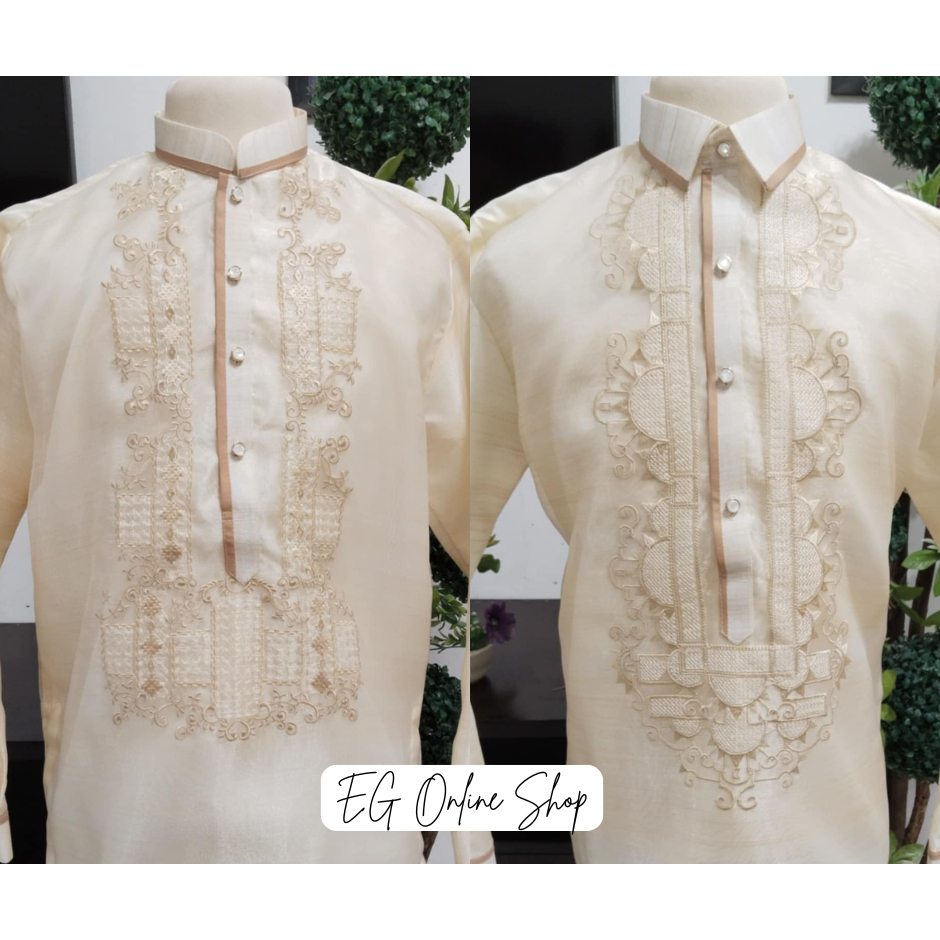 MODERN BARONG TAGALOG PLAIN AND WITH PIPING (RANDOM BURDA) | Shopee ...