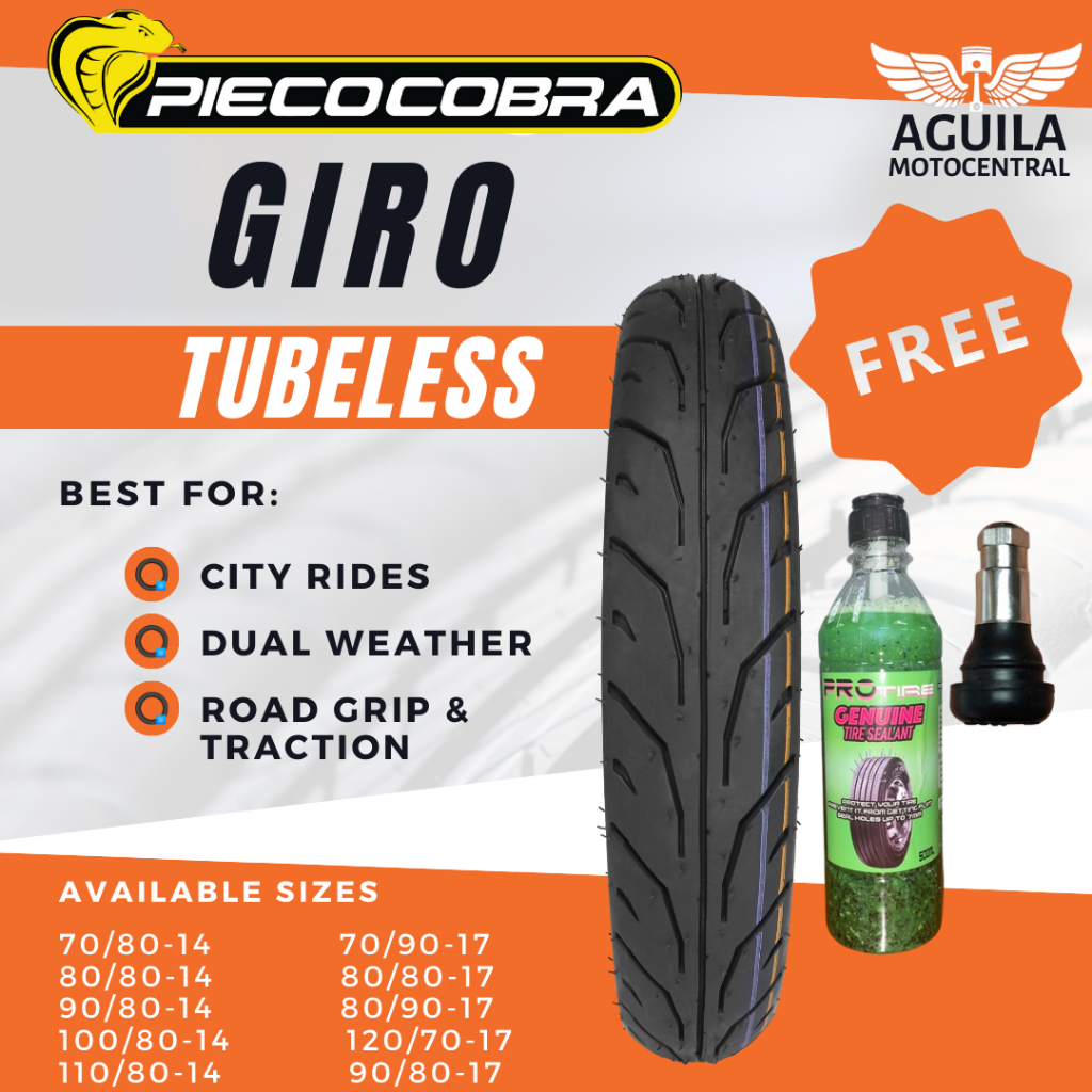 PIECOCOBRA GIRO 6PR MOTORCYCLE TUBELESS TIRE | Shopee Philippines