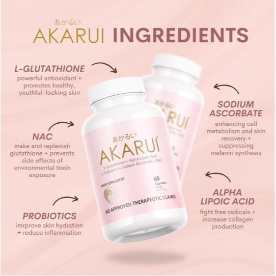 AKARUI JAPAN Glutathione Whitening Skin -Rich With Collagen,Vitamin C ...