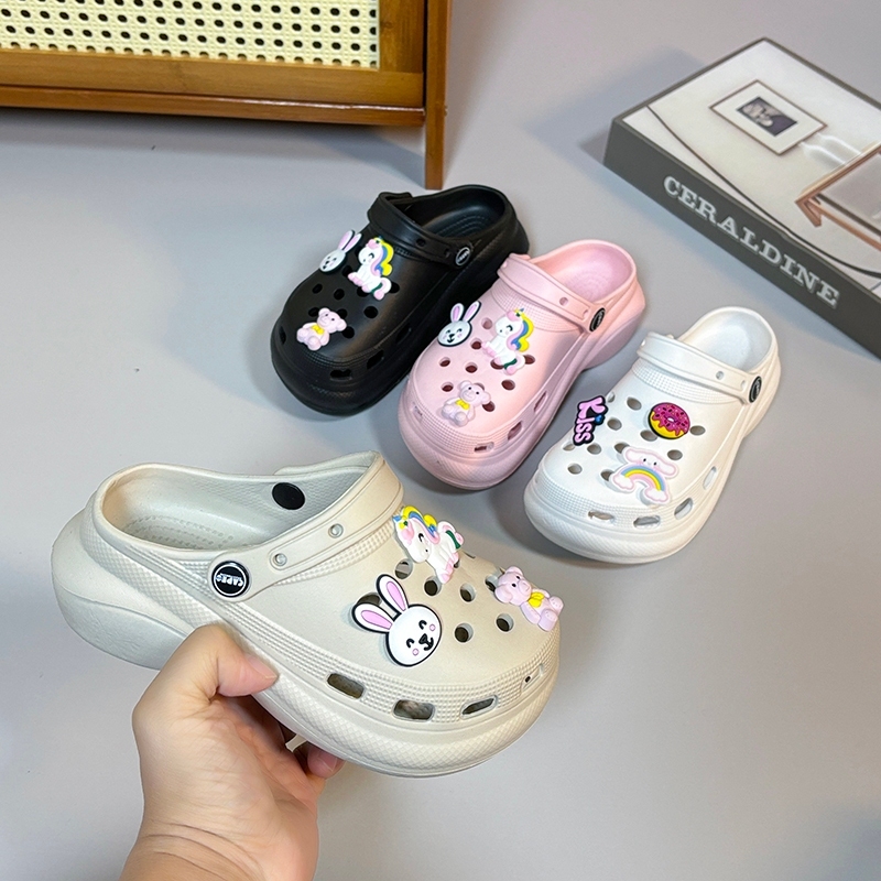 Children's new Crocs solid color thick-soled sandals Korean version ...