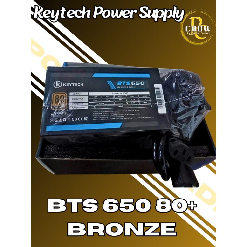 PC CHOW | Keytech BTS 550 650 750 Watts ATX Power Supply True Rated 80 ...