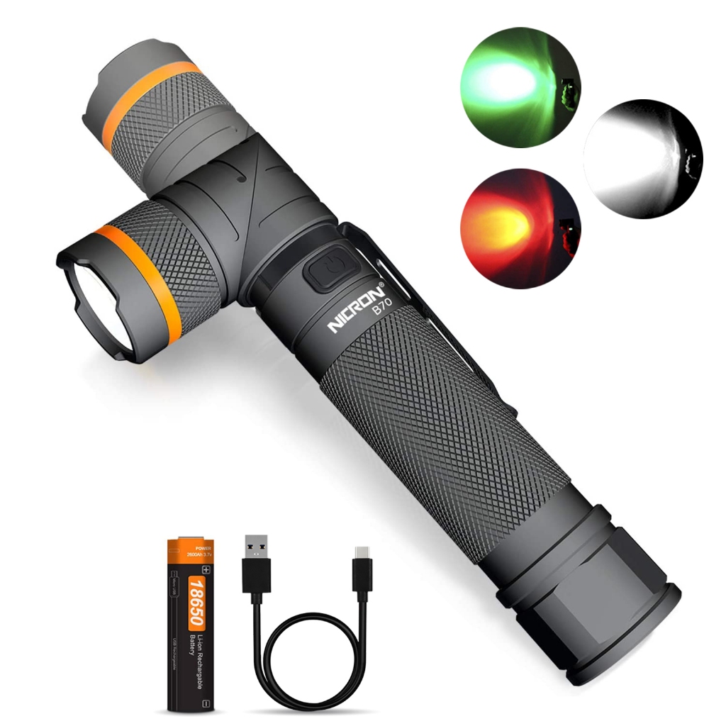 Nicron Flashlight B70Camo 700 Lumens Dual Fuel Power With 90 Degree ...
