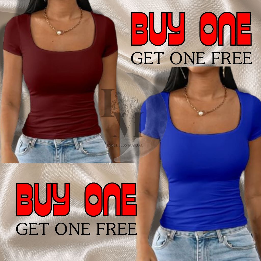 LM BUY 1 TAKE 1 Square Neck Double Lining Top | Shopee Philippines