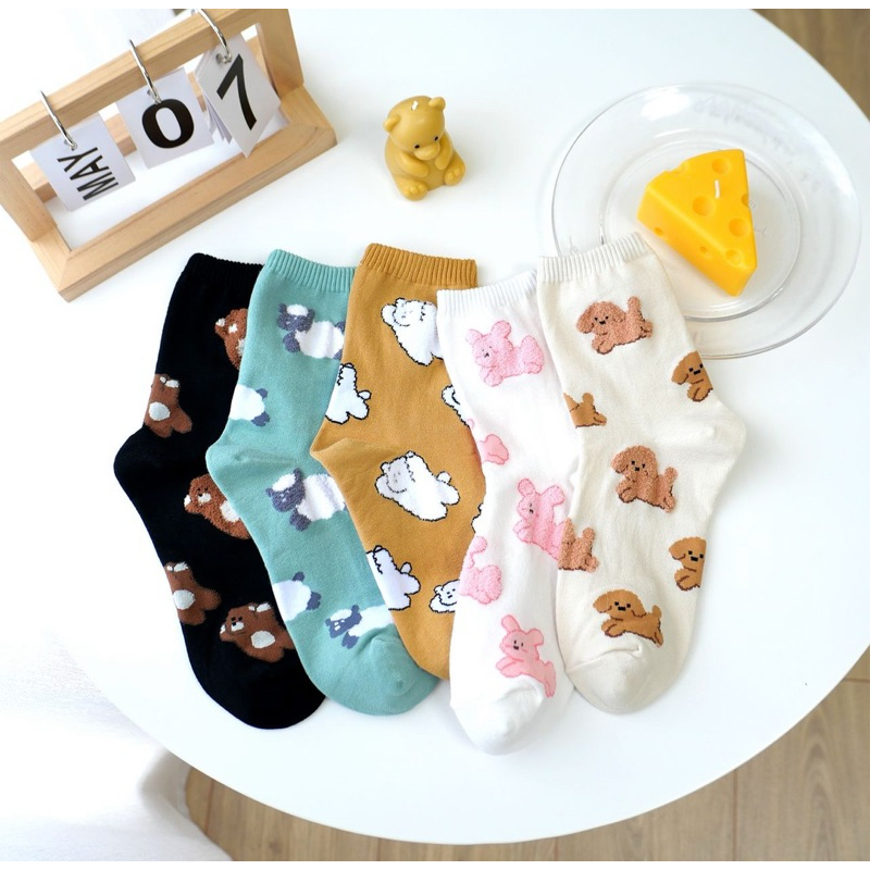 Korean Socks - Animal Bear Scattered Socks - Iconic Socks | Shopee ...