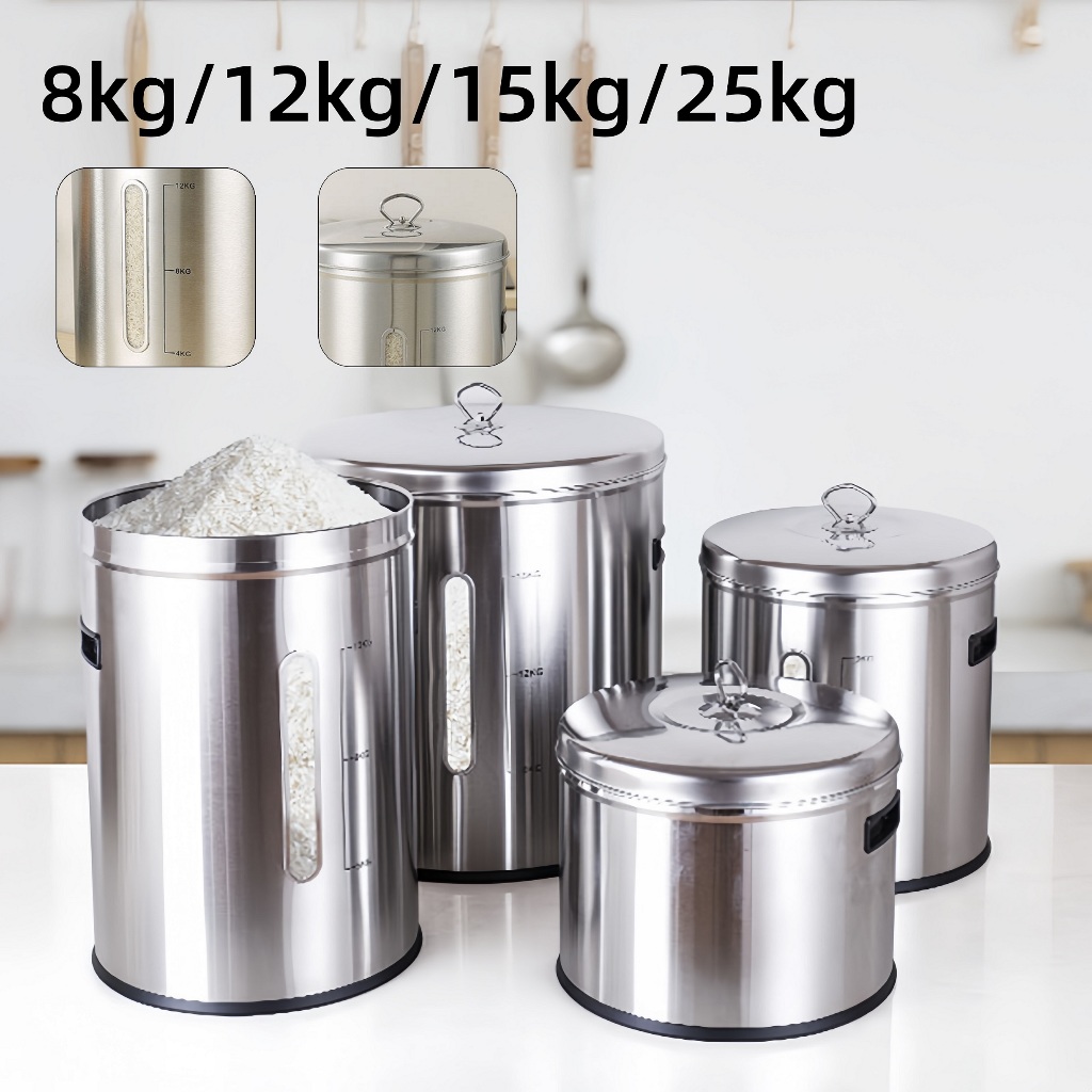5kg/10kg/15KG/25KG Stainless steel Rice Dispenser Rice Storage ...