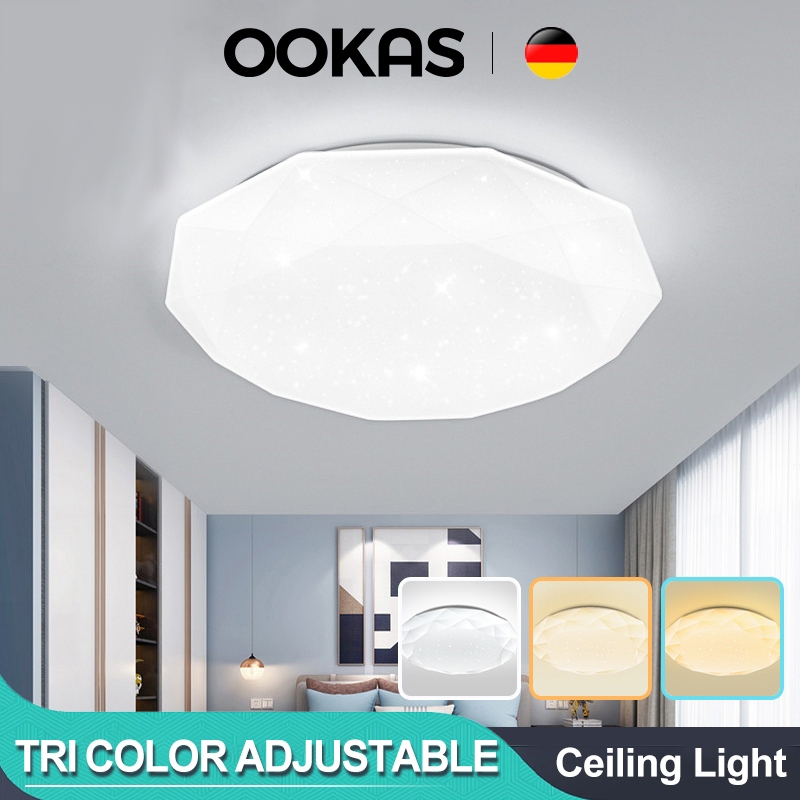 OOKAS LED Modern Diamond Ceiling Lights Tri Color For Living Room Light ...