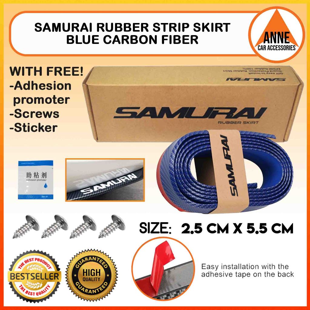 Samurai Carbon Fiber BLUE Car Front Bumper Lip Protector Rubber ...
