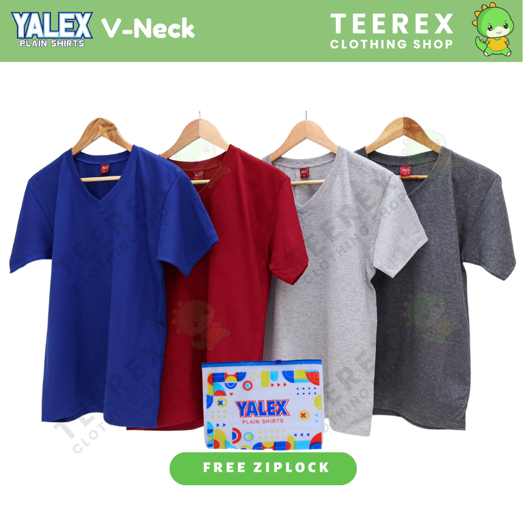 YALEX V-NECK Plain UNISEX ROYAL BLUE, MAROON, GRAY, ACID BLACK | Shopee ...