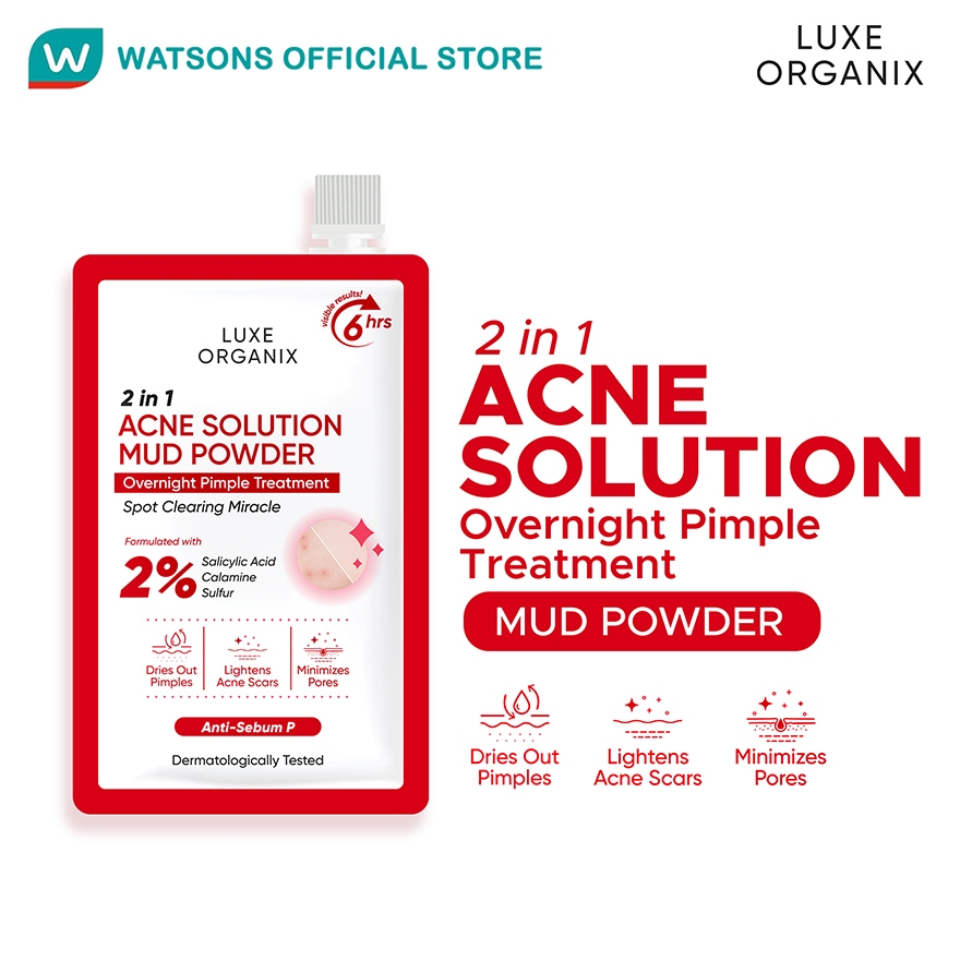 LUXE ORGANIX 2 in 1 Acne Solution Mud Powder Overnight Pimple Treatment ...