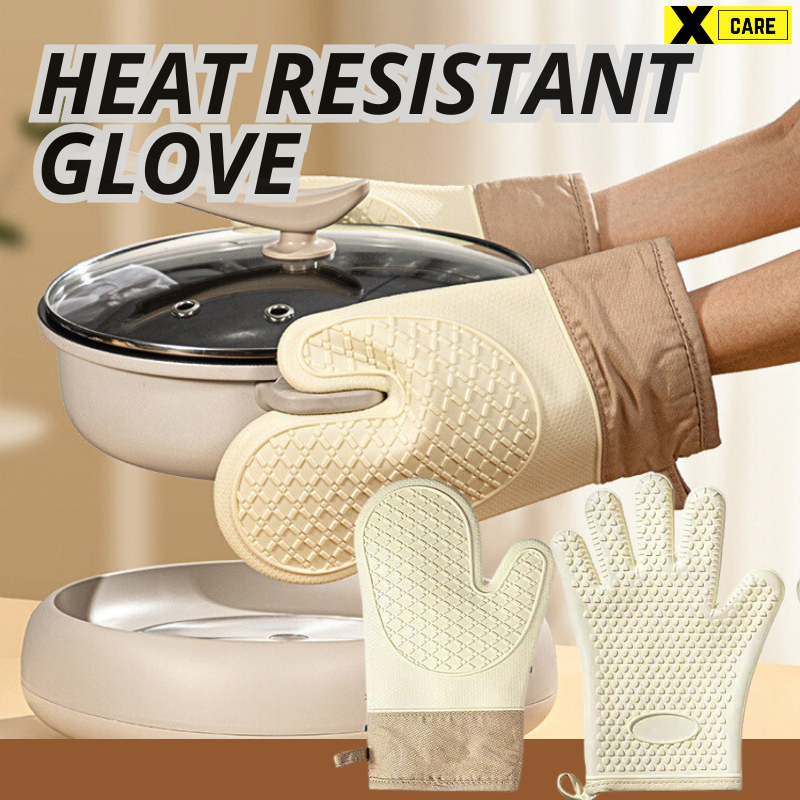 1 Pair of Silicone Gloves for Cooking Heat Resistant Oven Glove Pot ...