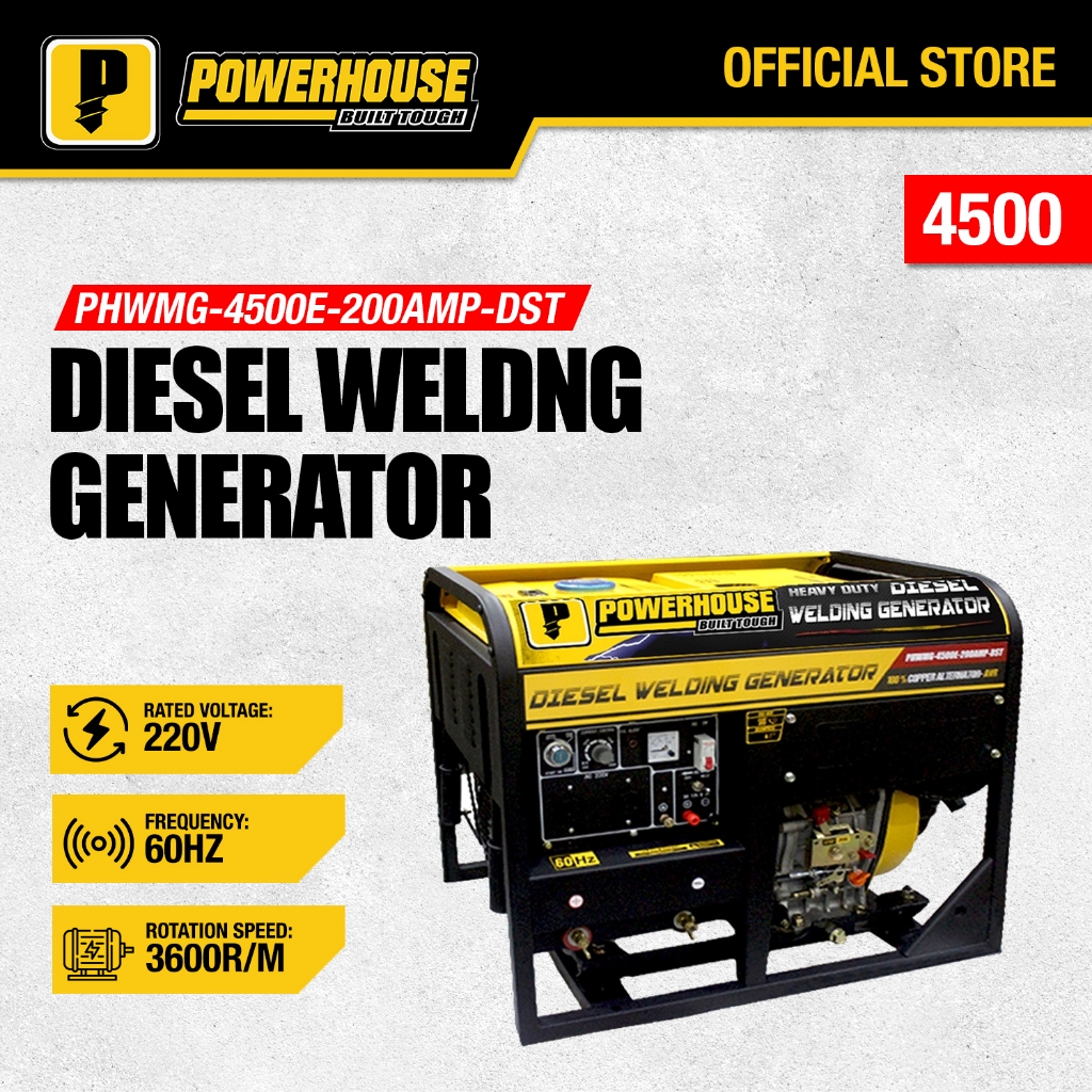 POWERHOUSE Welding Diesel Generator with Battery for Electric Start 100 ...