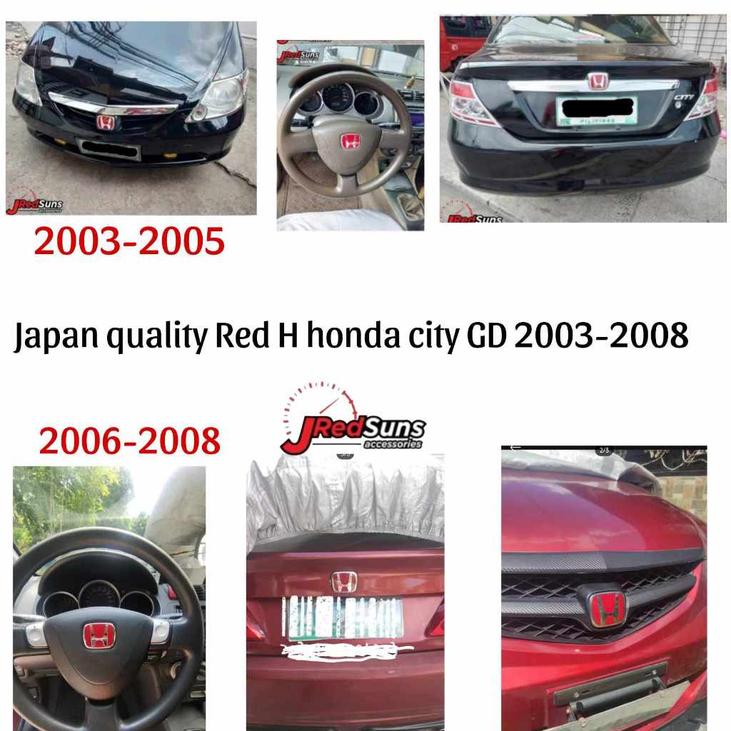 Red H Honda logo emblem decal conpatible for Honda City (GD year 2003 ...