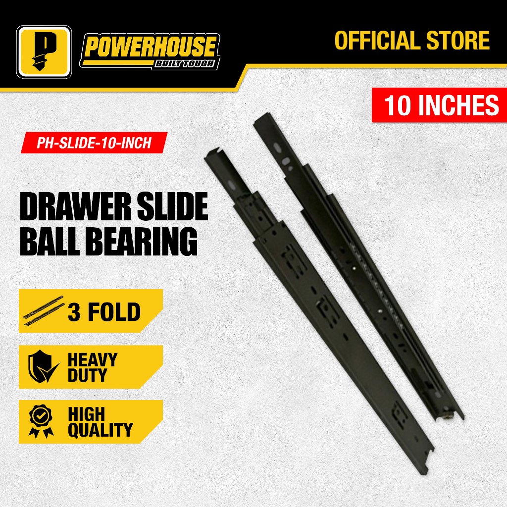 POWERHOUSE Drawer Slide Ball Bearing 3 Fold 10" SOLD IN PAIR PHDH ...