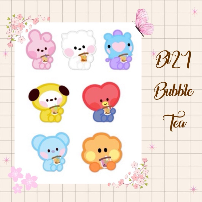 Bt21 Cute Bubble Tea Waterproof Vinyl Sticker Pack Die-cut | Shopee ...