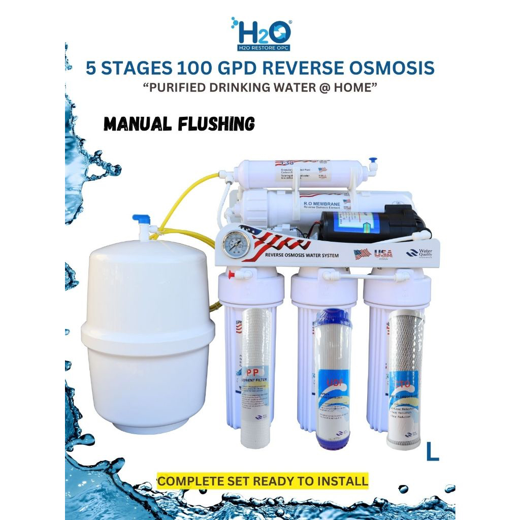 5 Stages 100 GPD Reverse Osmosis Filter Set For Drinking Water System Manual / Auto Flushing ...