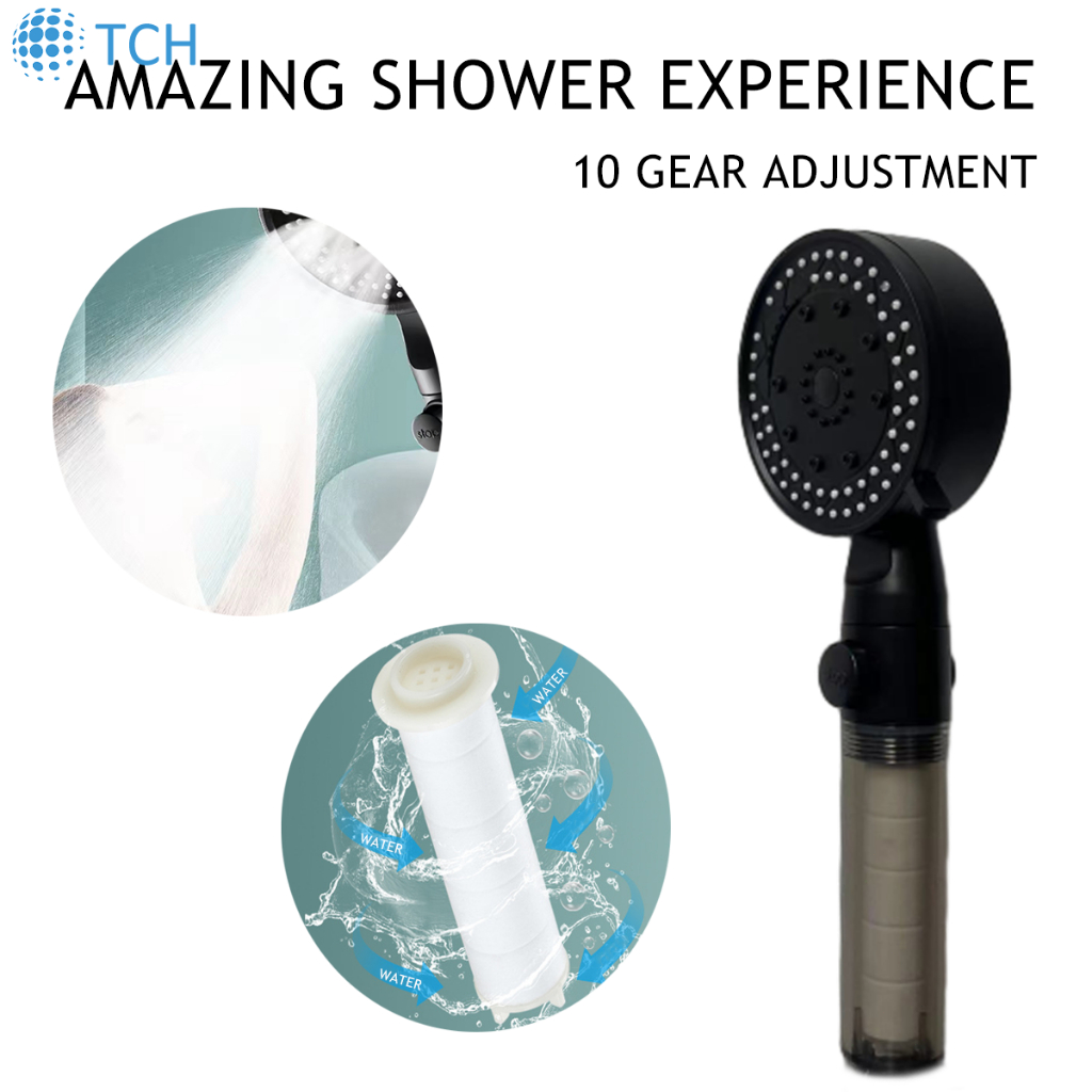 10 Mode Adjustable High Pressure Shower Hose Portable Bathroom Shower ...