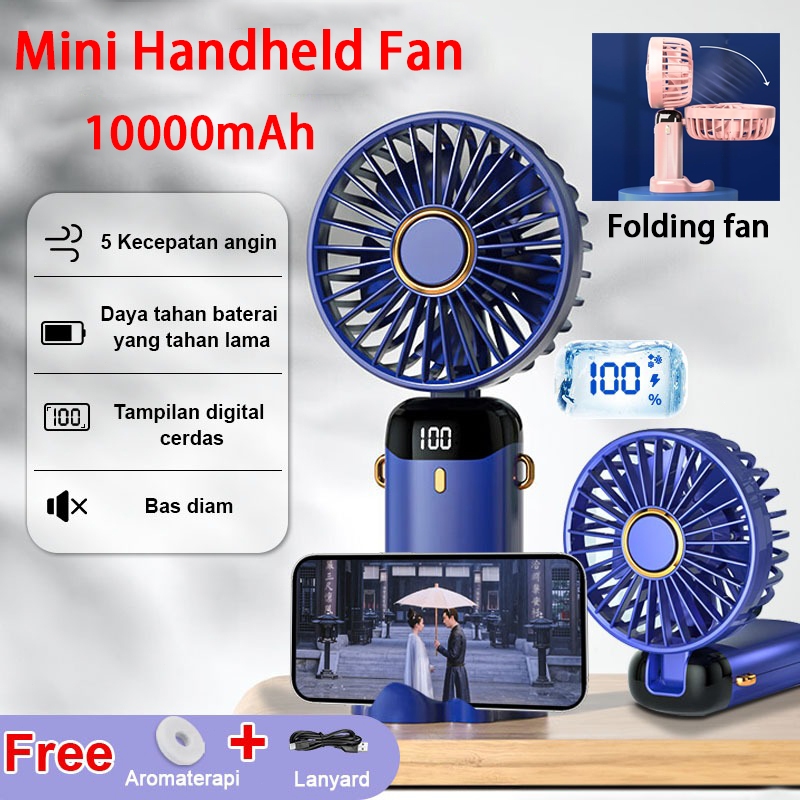 Mini Fan Portable Rechargeable Digital-display Handheld Hanging neck ...