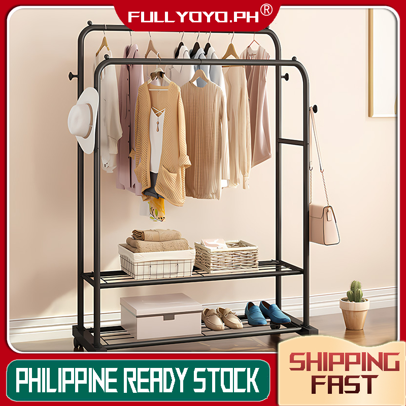COD Sampayan Stainless Double Rod Clothes Rack Floor-Standing Drying ...