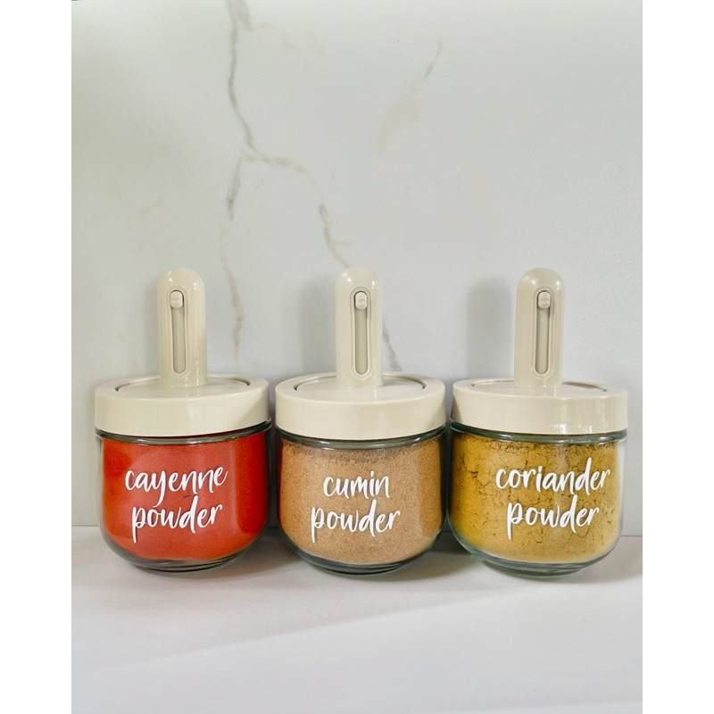 [With Free Label] Retractable Spoon Cover Seasoning Bottle Salt Pepper ...