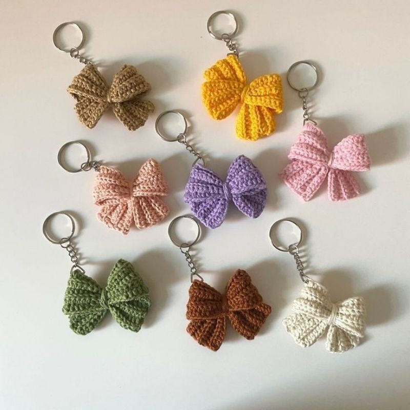 crochet keychain Cute stuff toys,ribbon,flower keychain personalized ...