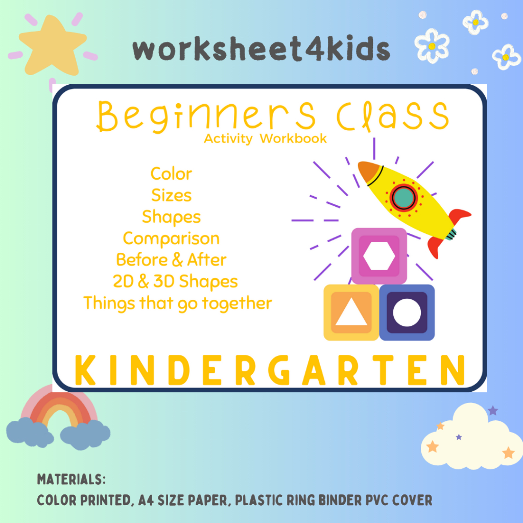 60, pages Kindergarten Beginners Class Activity Workbook (2 Pages per ...