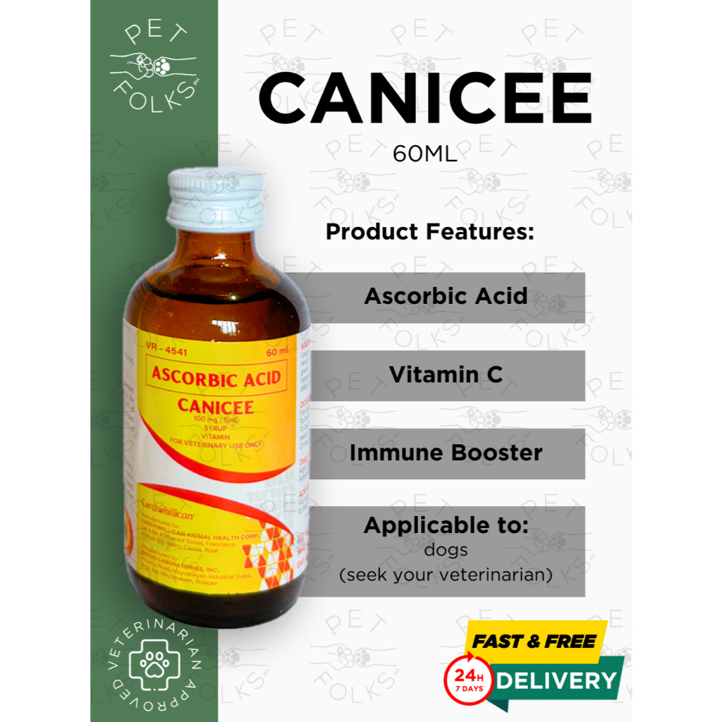 CANICEE Ascorbic Acid Immune Booster Vitamin C for Dogs 60ml Syrup ...