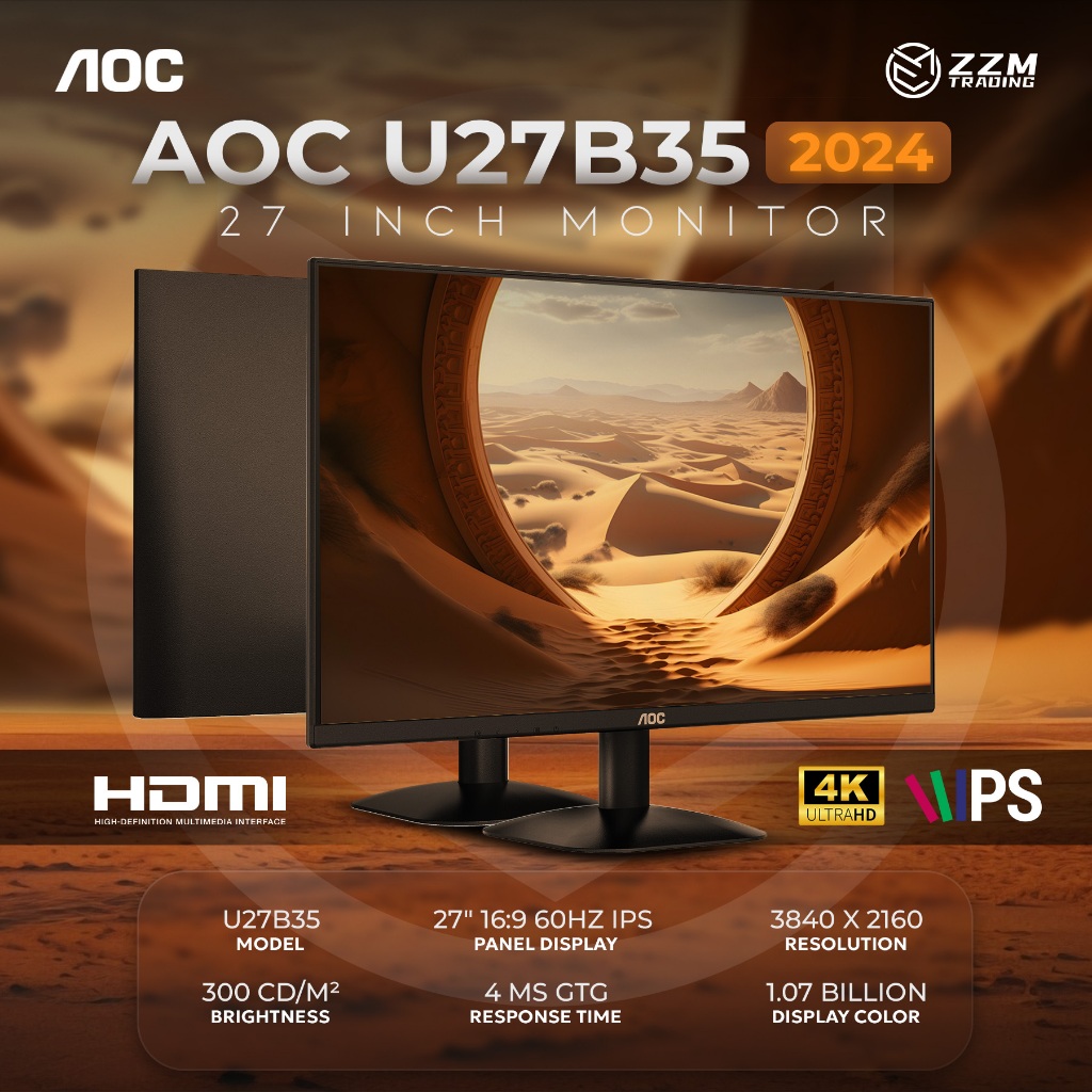 AOC U27B35/Q24B35/Q24G50F 2025 27" 4K, 23.8" QHD IPS HDR FreeSync VESA ...