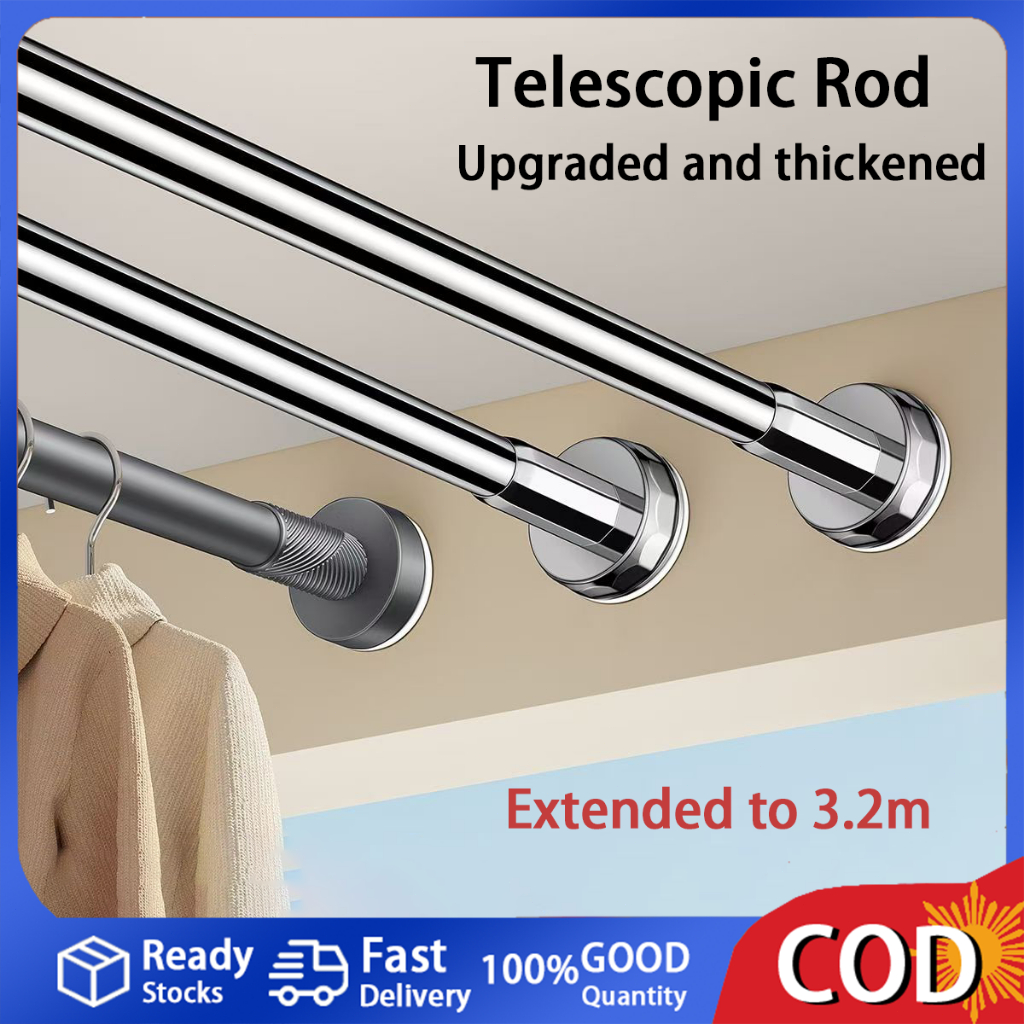 Stainless Steel Telescopic Rod Punch-free Adjustable Curtain Rod Shower ...
