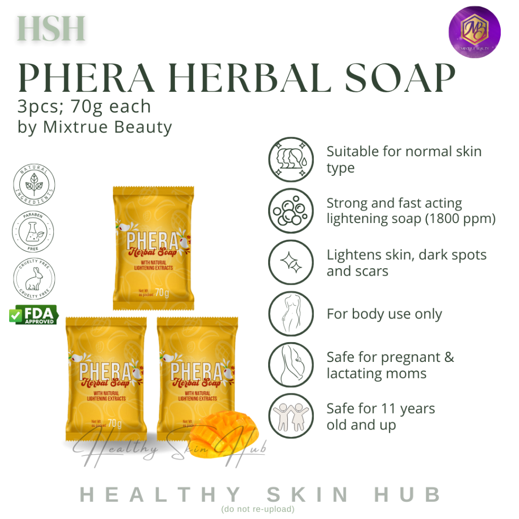 3pcs Phera Herbal Soap Mixtrue Beauty Effective Whitening in 3 Days ...