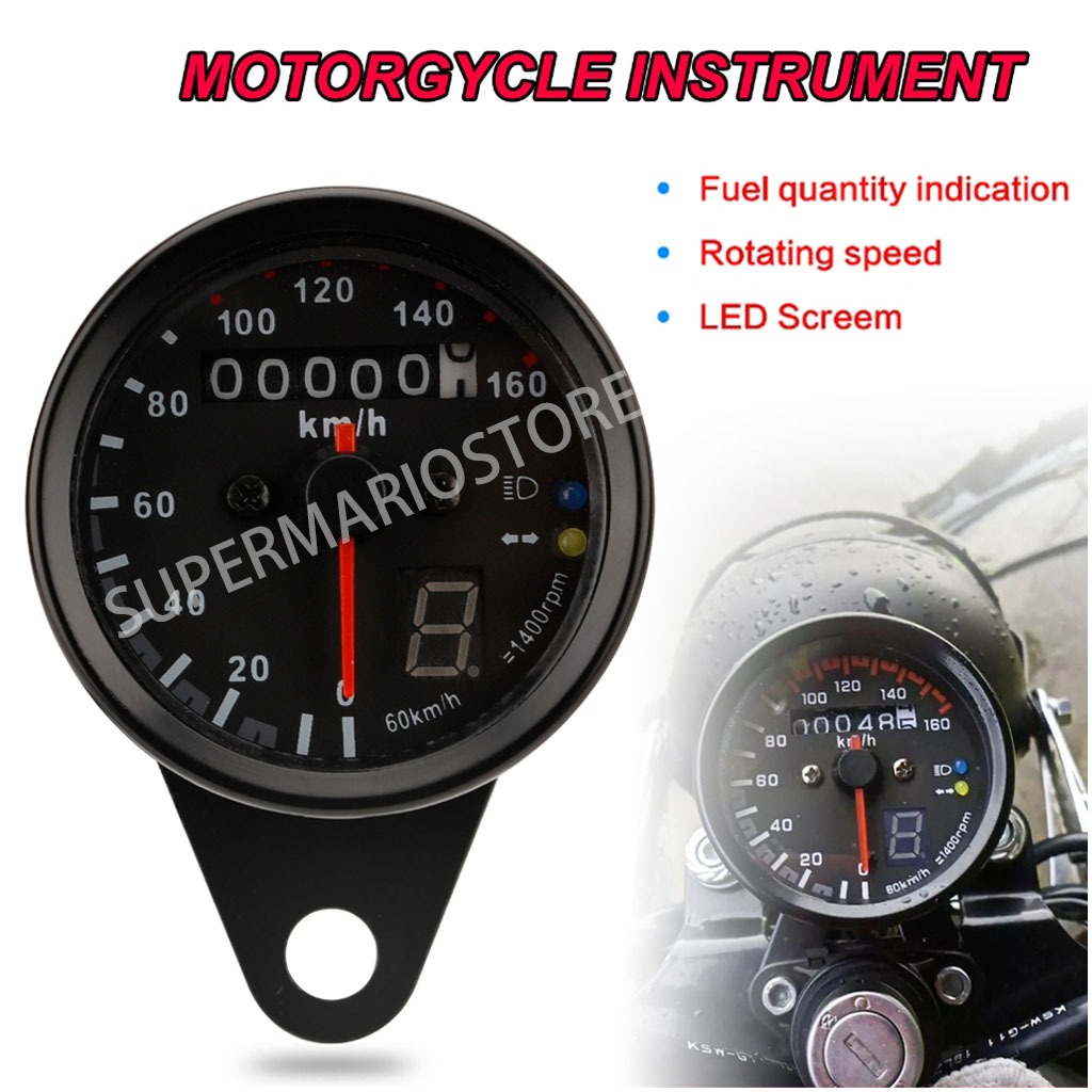 Universal Motorcycle Speedometer Odometer Gauge Instrument Universal ...