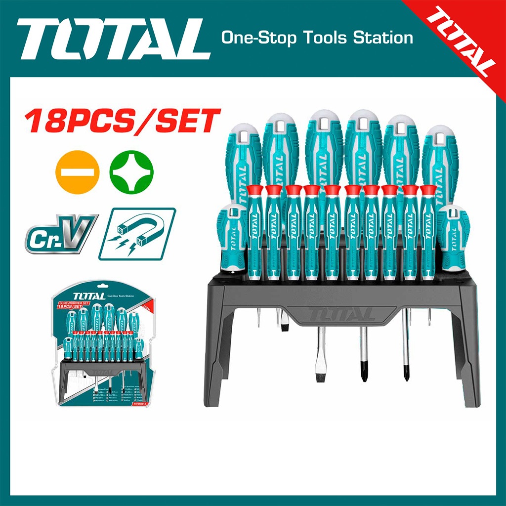 TOTAL THT250618 18 Pcs Screwdriver Set Precision screwdriver set Home ...