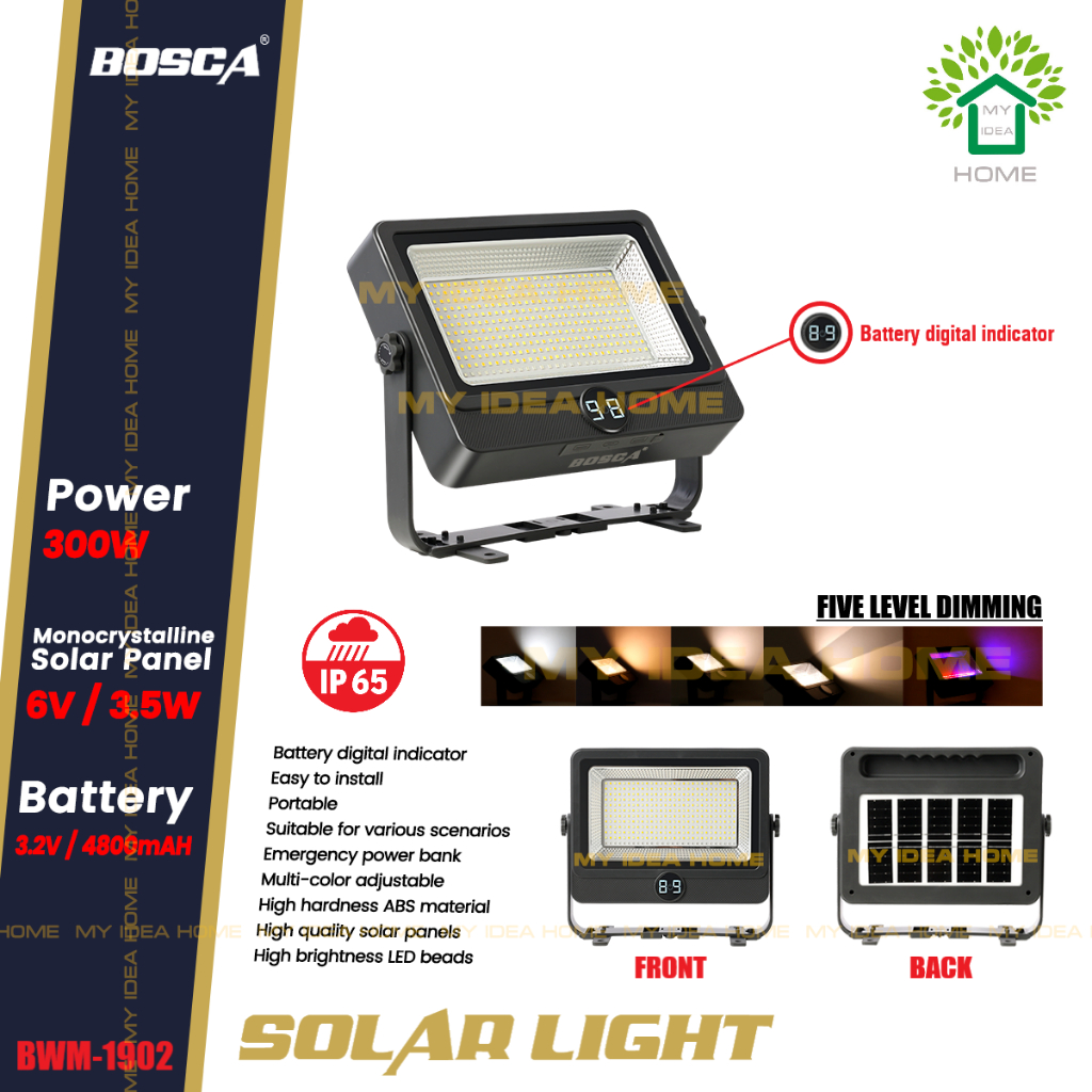 BOSCA Solar Light 150W / 300W Portable Emergency Camping Light Dual ...