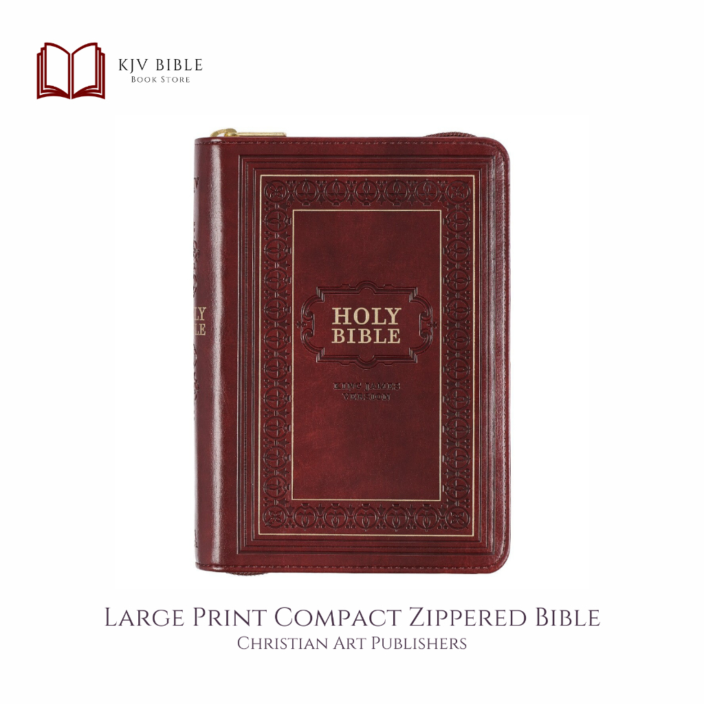KJV171 | King James Version Large Print Compact Zippered Burgundy Faux ...